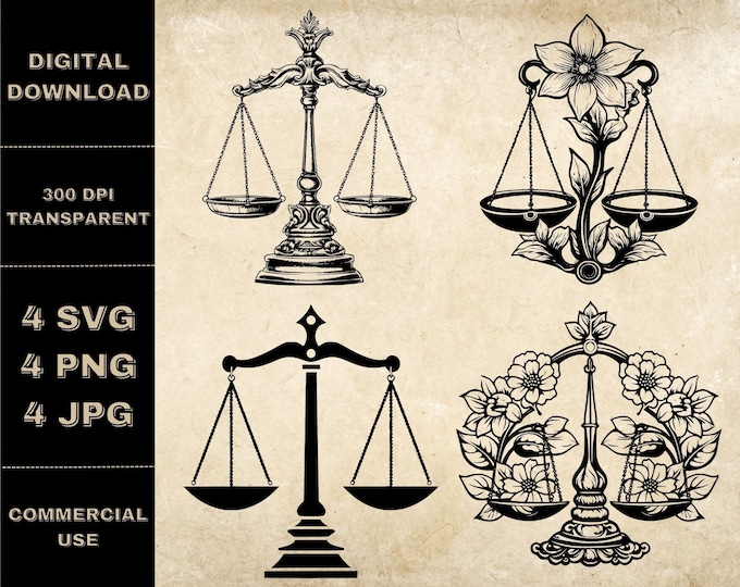 Scales of Justice Svg, Weight Scale Svg, Vector Cut File for Cricut ...