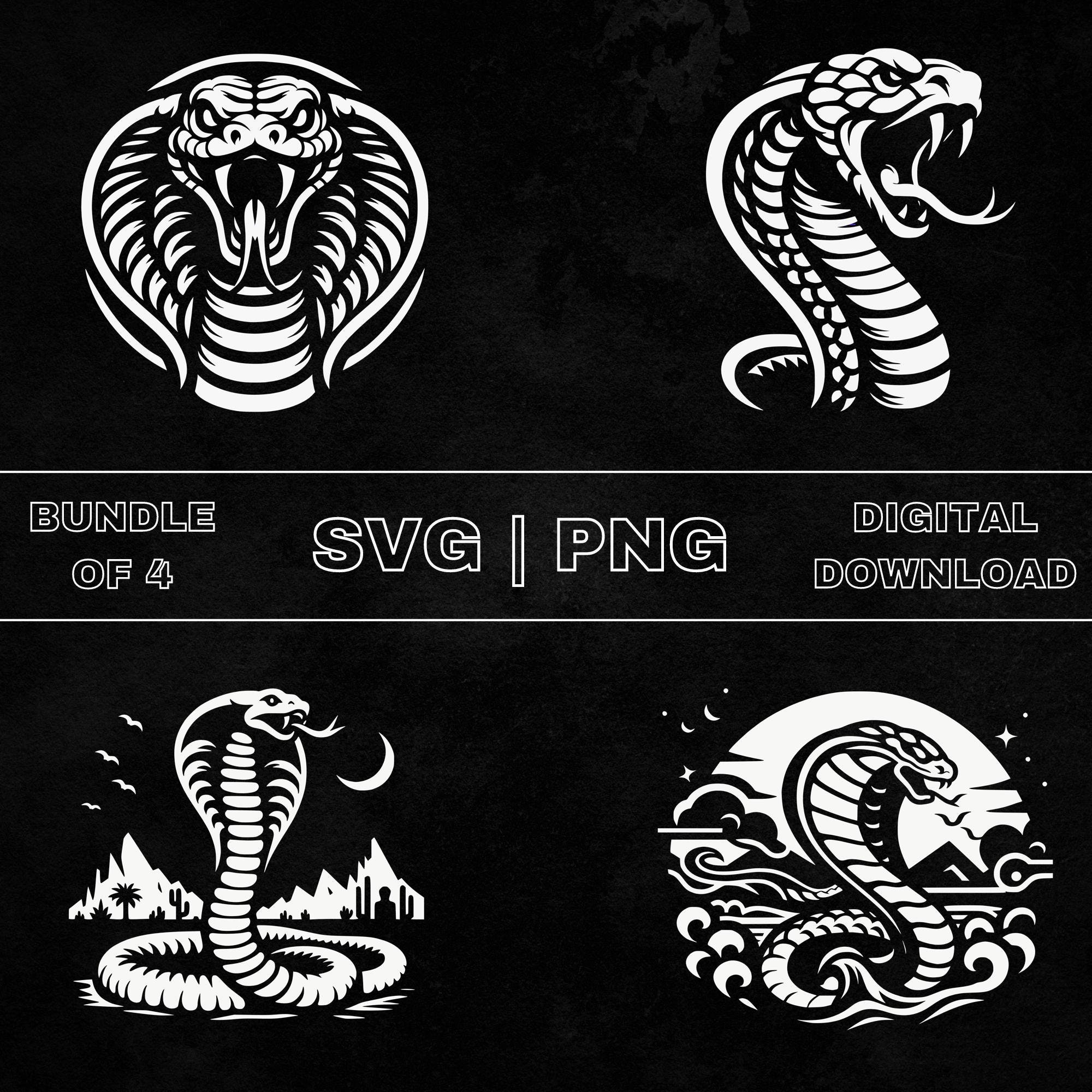 Cobra SVG Bundle, Cobra Snake Clipart, Hand Drawn Cobra Head Theme ...