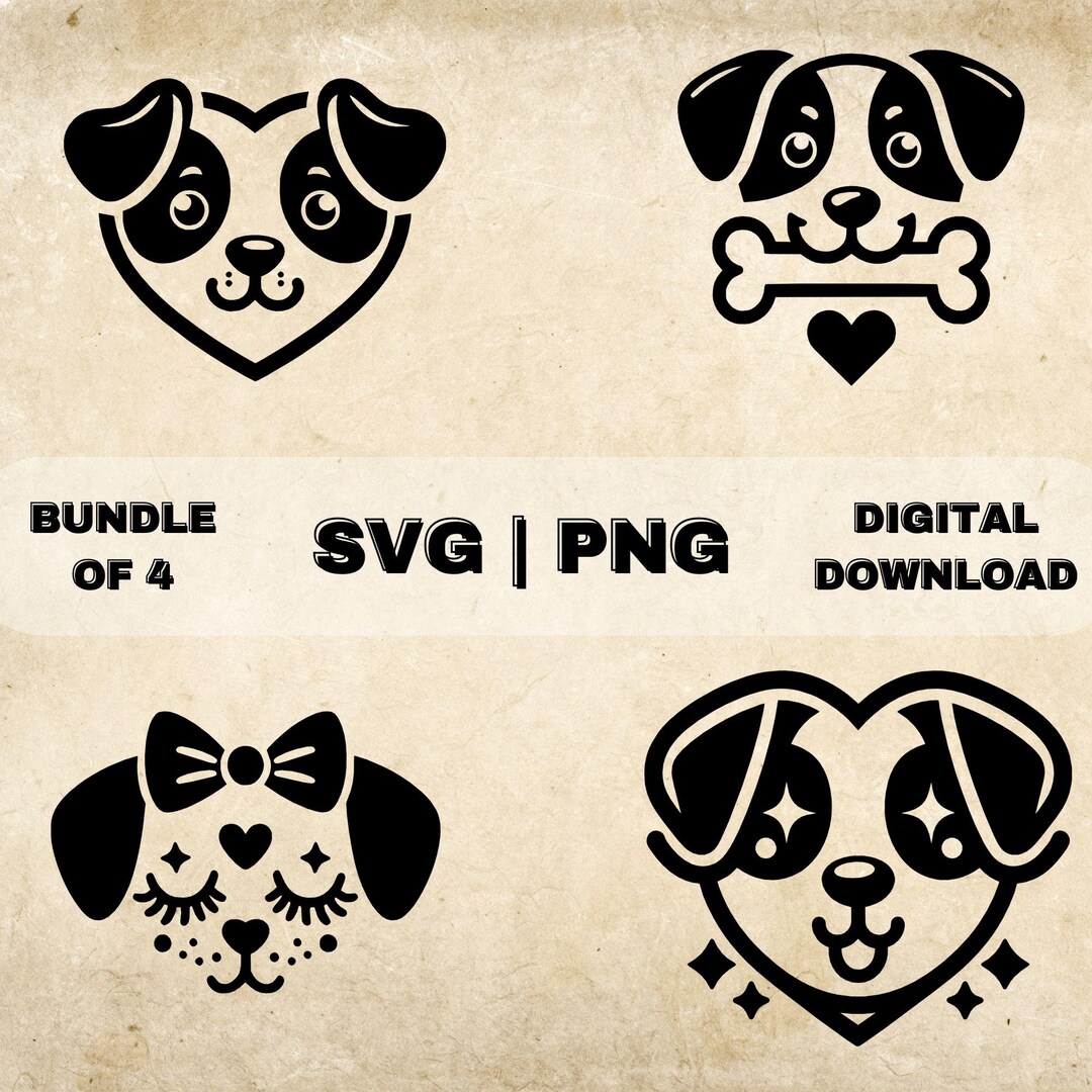Dog Face SVG Bundle, Cute Dog Clipart, Hand Drawn Dog Lover Theme ...