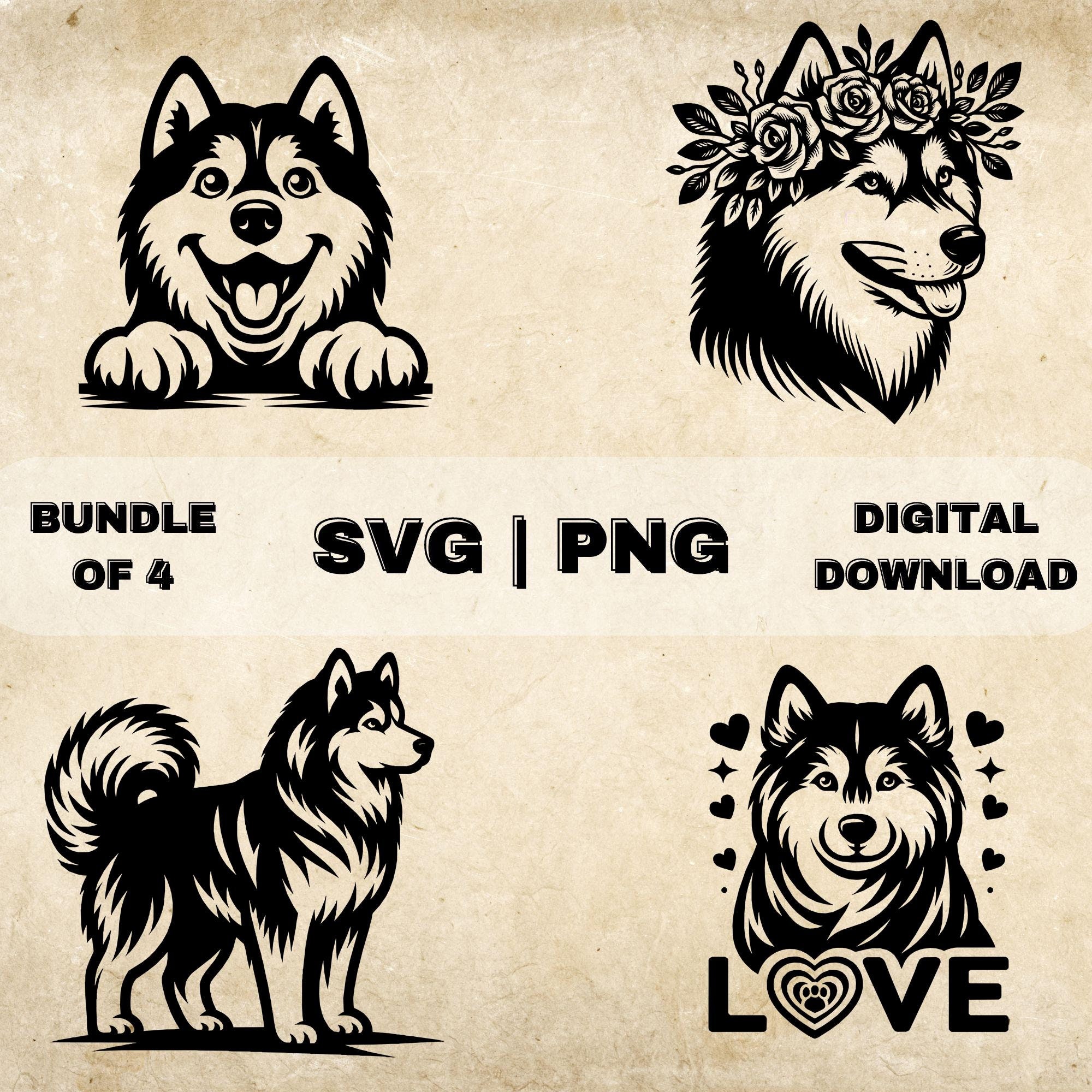 Husky SVG Bundle, Huskies Clipart, Hand Drawn Dog Theme Vector ...
