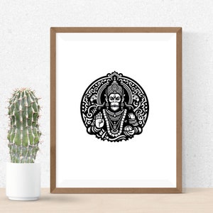 Hanuman SVG Bundle, Hindu God Clipart, Hand Drawn Hinduism Monkey God ...