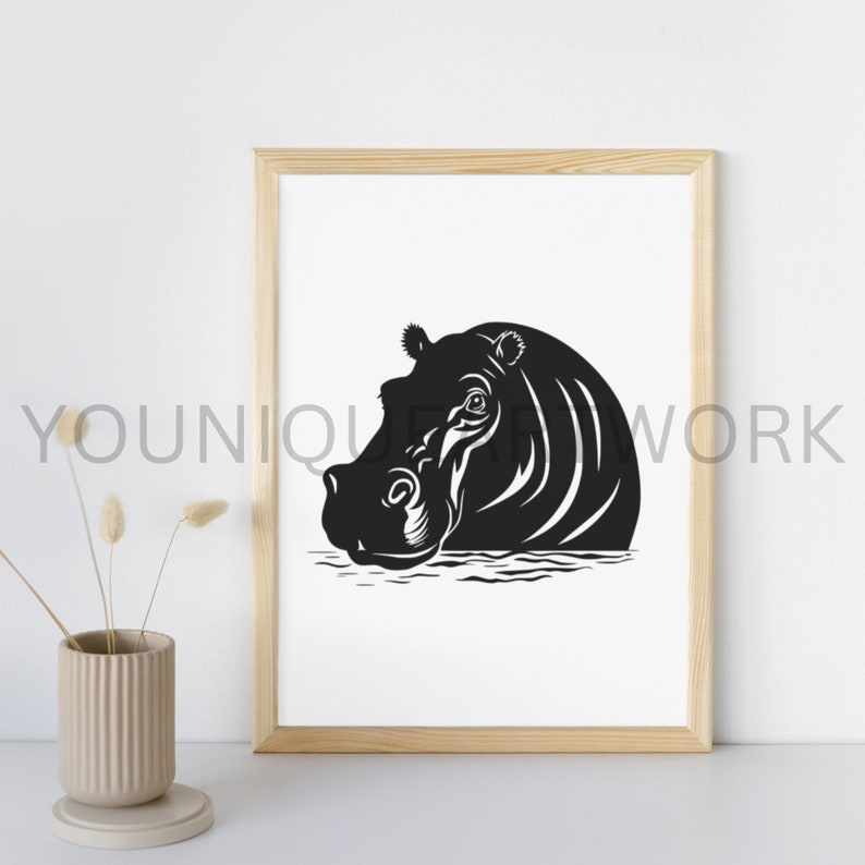 Hippo SVG Bundle, PNG, Hippopotamus Clipart, Hand Drawn Hippos Vector ...