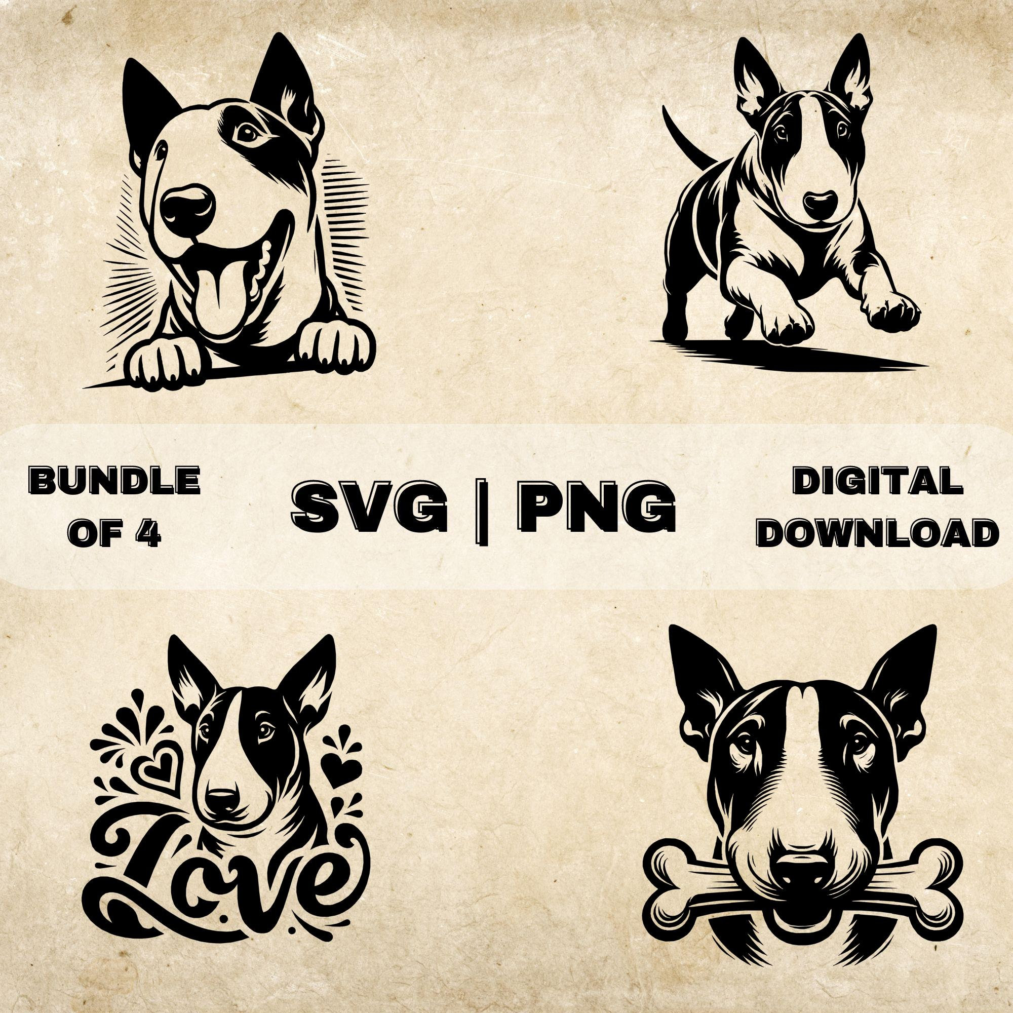 Bull Terrier SVG Bundle, Bullterrier Clipart, Hand Drawn Dog Theme ...