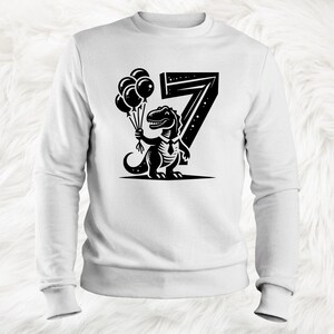 Dinosaur 7th Birthday SVG Bundle, Seventh Bday Clipart, Hand Drawn Dino ...