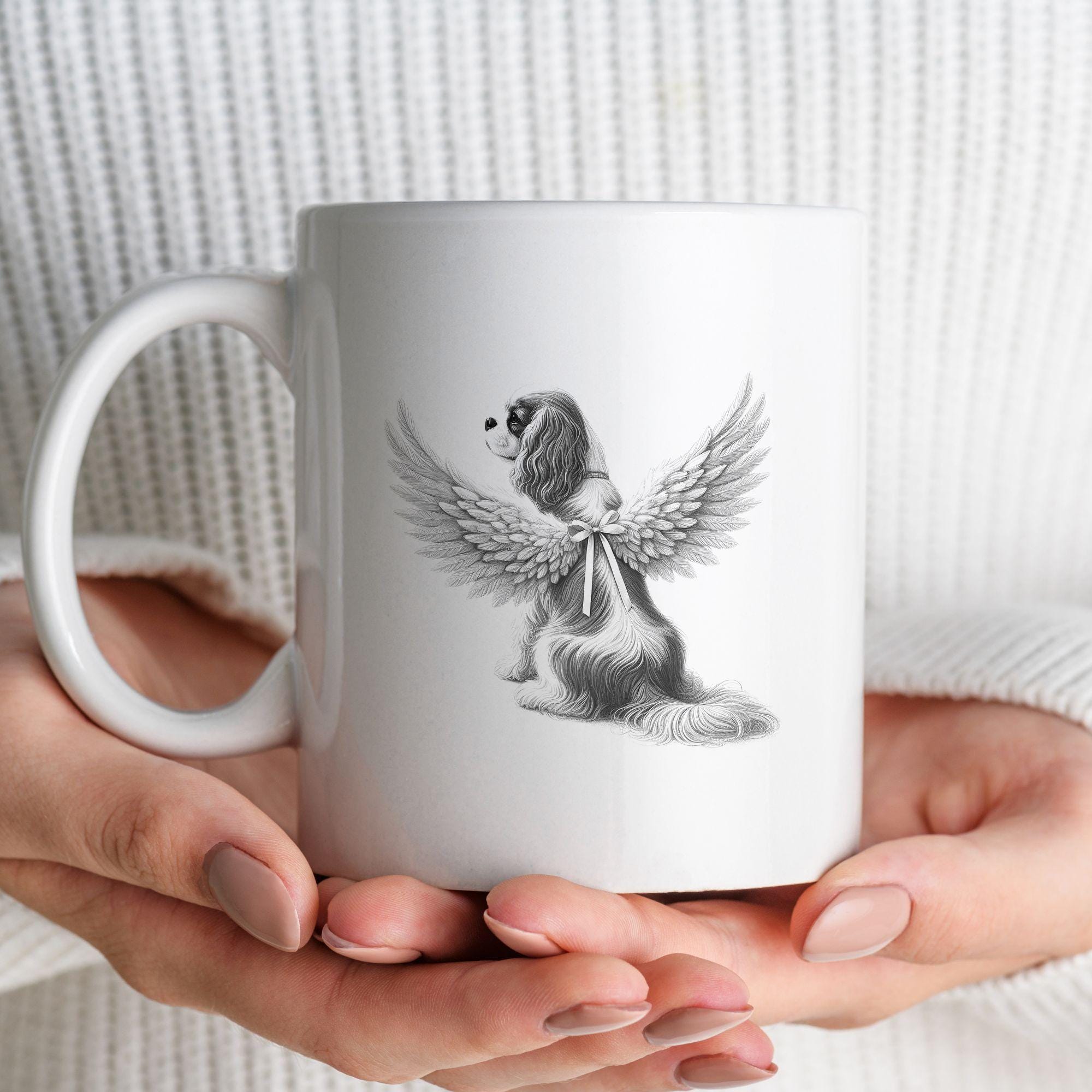 Cavalier King Charles Spaniel Memorial Angel Wings PNG Sublimation File ...