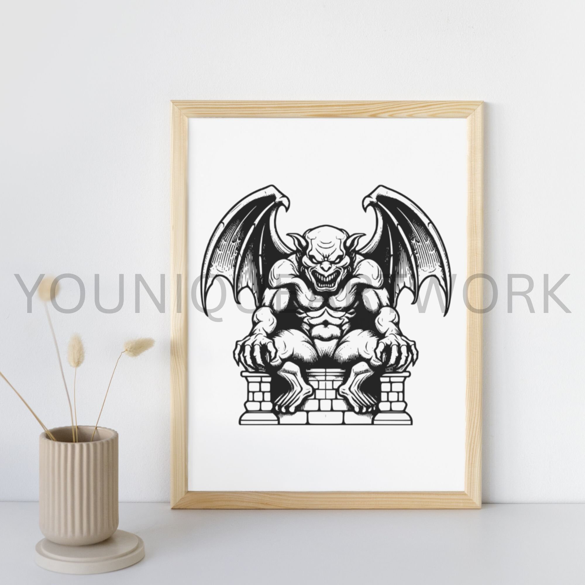 Gargoyle SVG Bundle, PNG, Gothic Clipart, Hand Drawn Gargoyle Vector ...