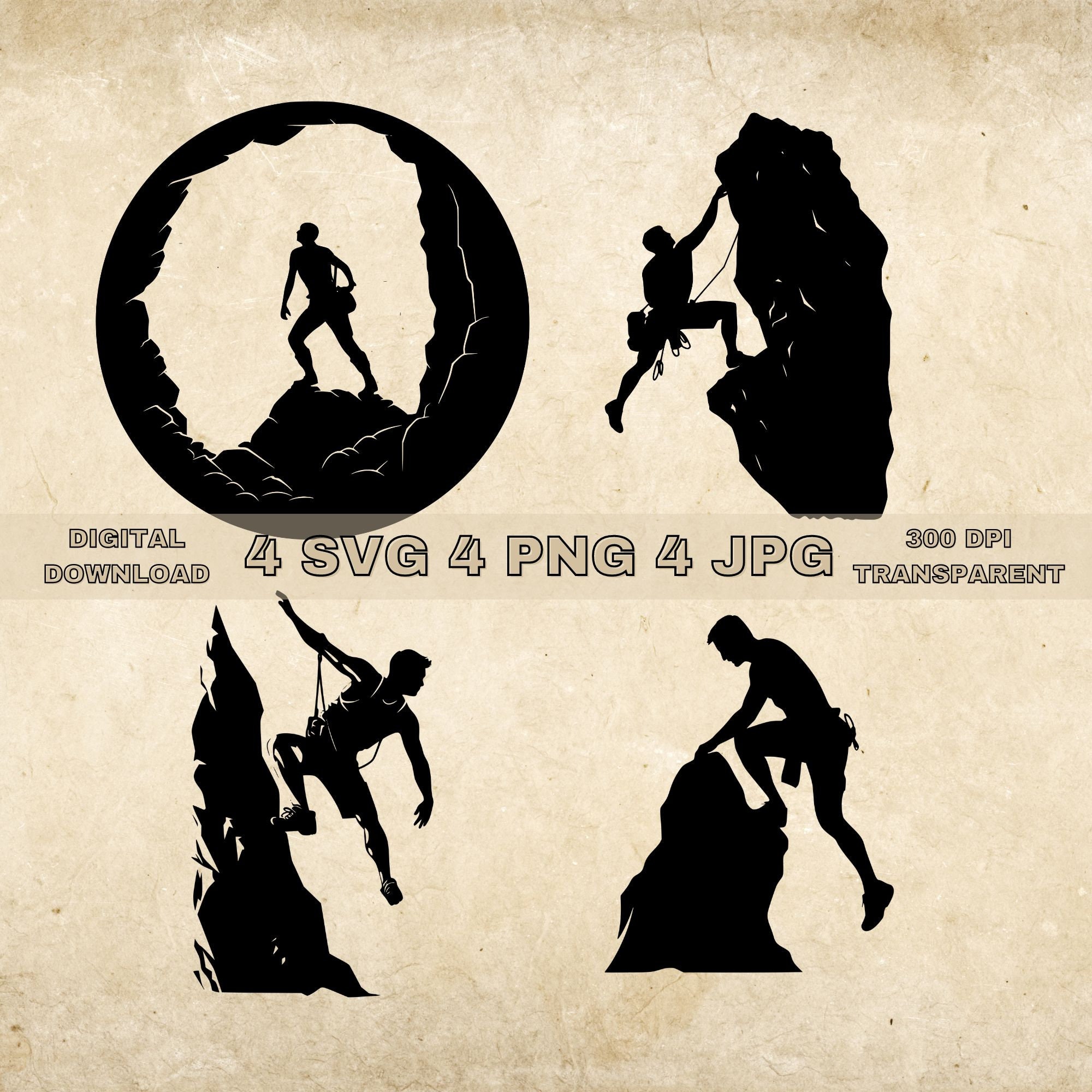 Bouldering Svg Bundle, PNG, Rock Climbing Clipart, Hand Drawn Climber ...