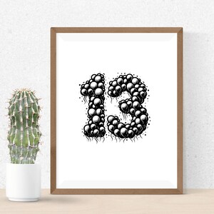 Number 13 SVG Bundle, 13th Birthday Clipart, Hand Drawn Thirteen Themed ...