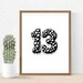 Number 13 SVG Bundle, 13th Birthday Clipart, Hand Drawn Thirteen Themed ...