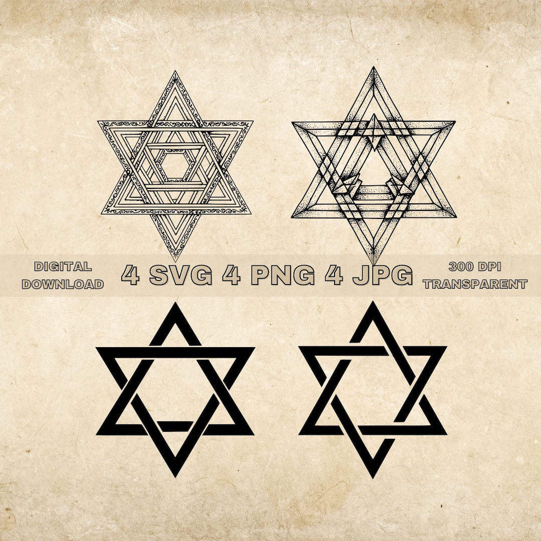Star of David SVG Bundle, PNG, Jewish Symbol Clipart, Hand Drawn Star ...
