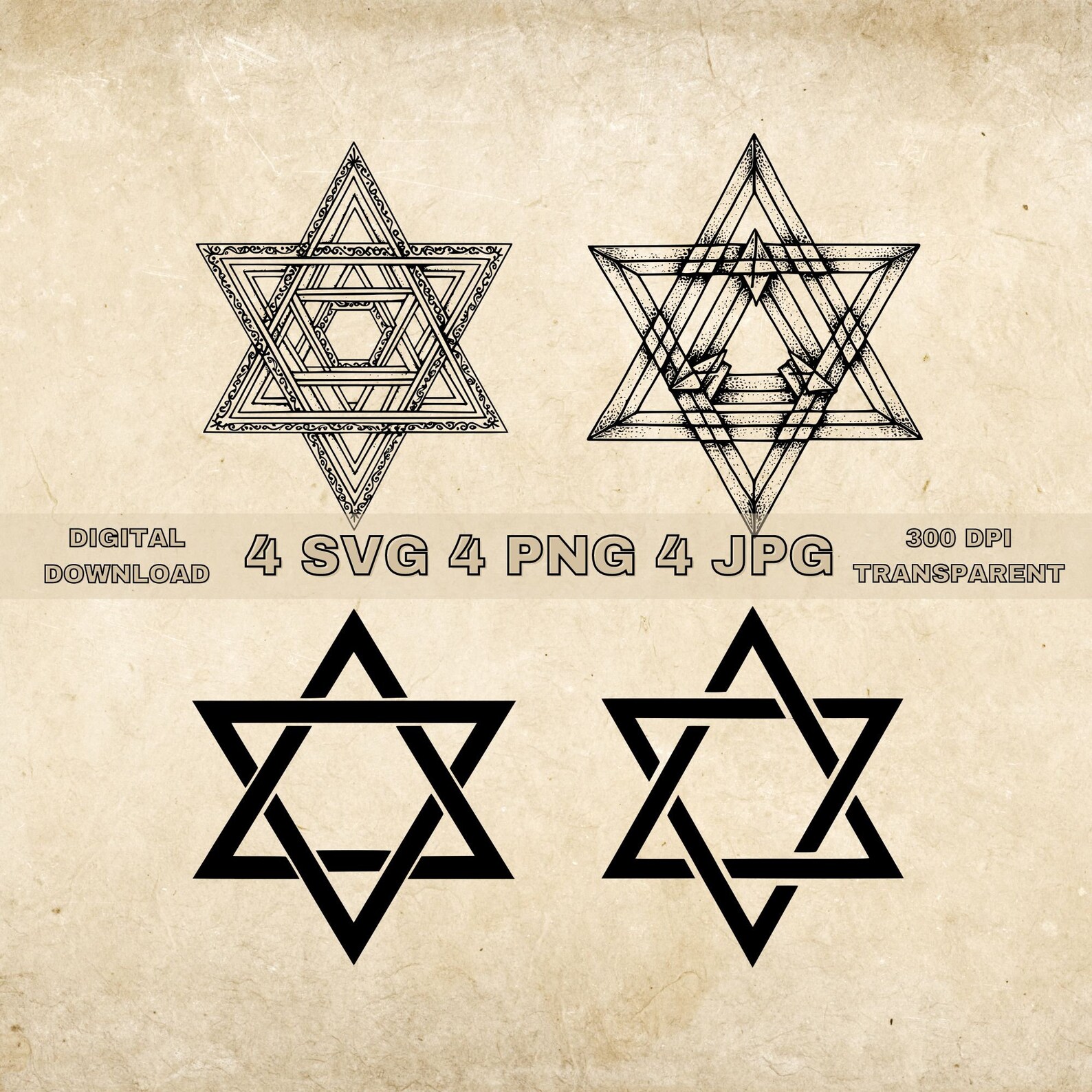 Star of David SVG Bundle PNG Jewish Symbol Clipart Hand - Etsy