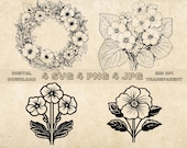 Primrose SVG Bundle PNG Floral Clipart Hand Drawn Flowers - Etsy