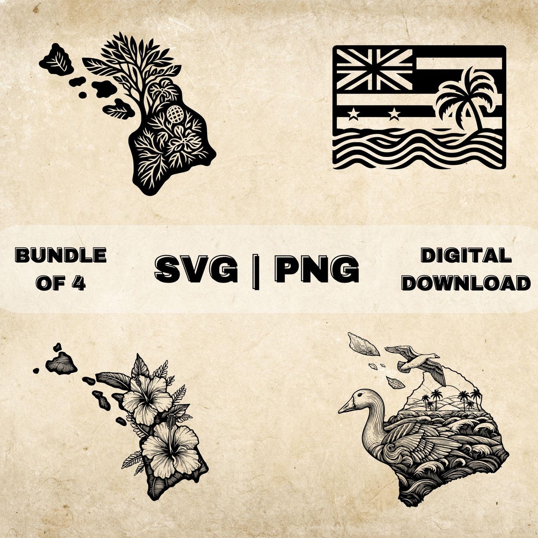 Hawaii SVG Bundle, Hawaii Flowers Clipart, Hawaii State Hibiscus, Flag ...