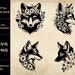 Floral Fox Face SVG Bundle, PNG, Fox Head Clipart, Hand Drawn Foxes and ...