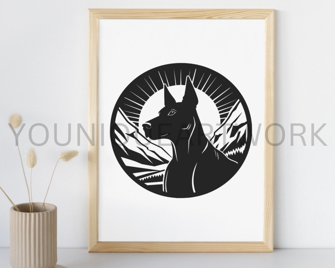 Doberman SVG Bundle, PNG, Cool Dog Clipart, Hand Drawn Peeking Dog ...