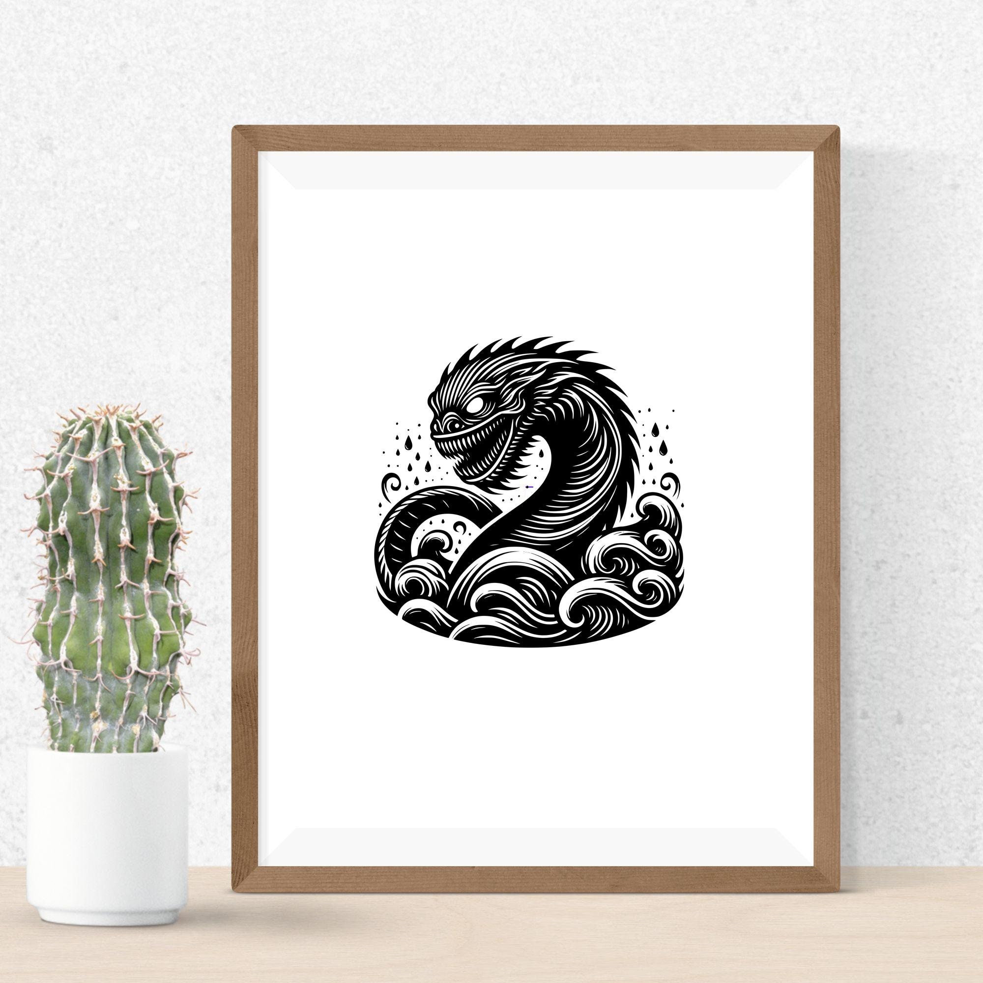 Leviathan SVG Bundle, Sea Serpent Clipart, Hand Drawn Mythological ...