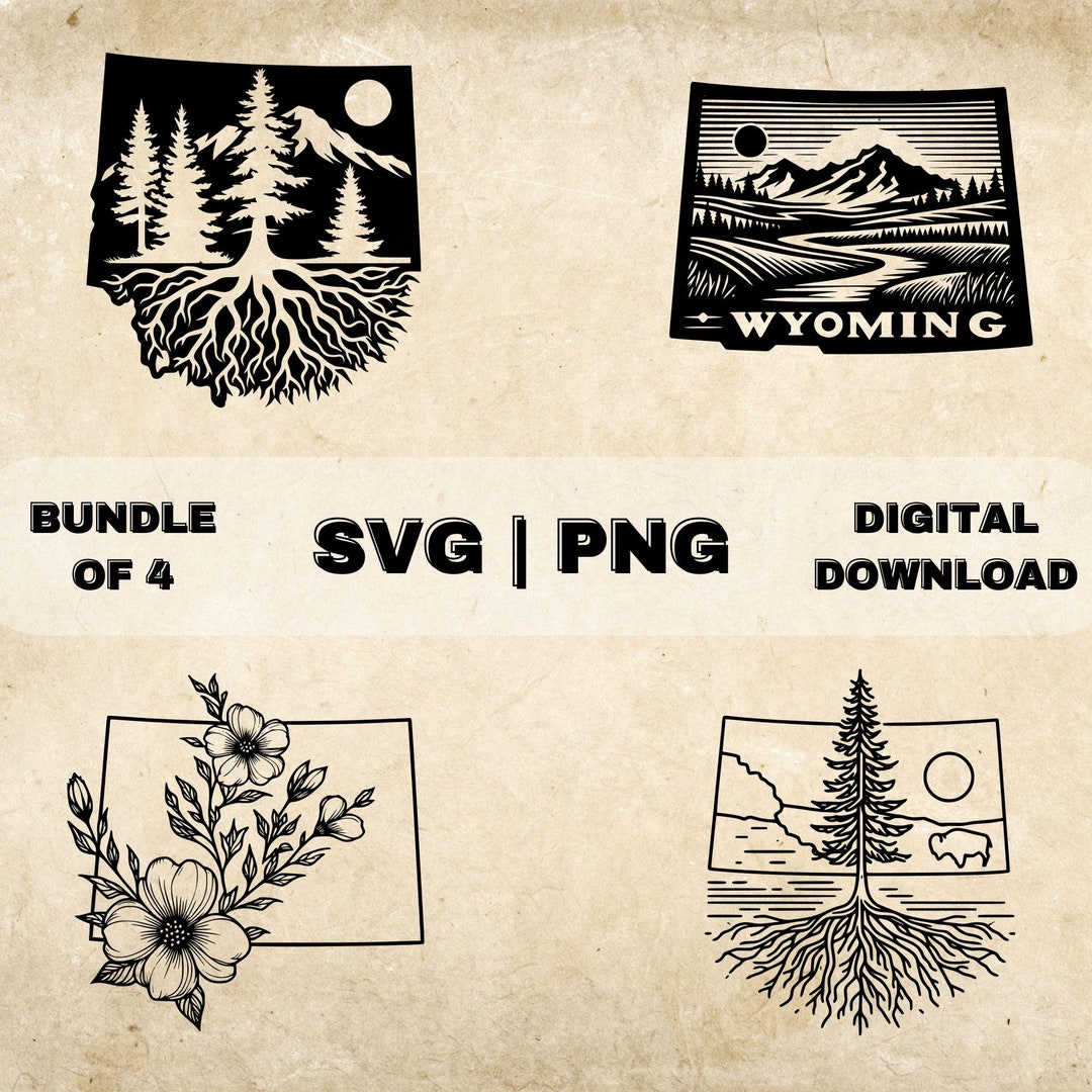 Wyoming State SVG Bundle, Wyoming Clipart, National Parks, Flower ...