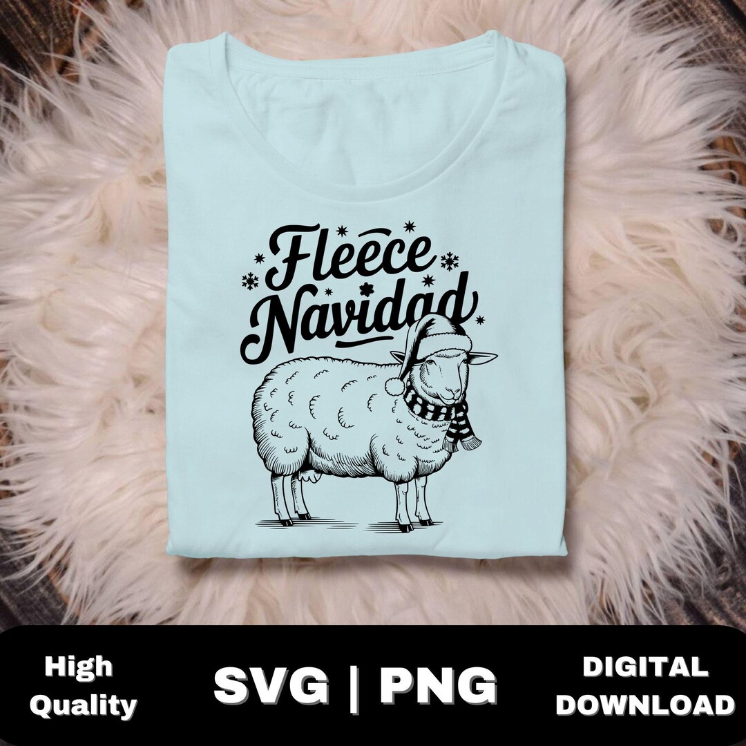 Fleece Navidad Sheep Santa Hat SVG PNG Files for Christmas Shirts ...