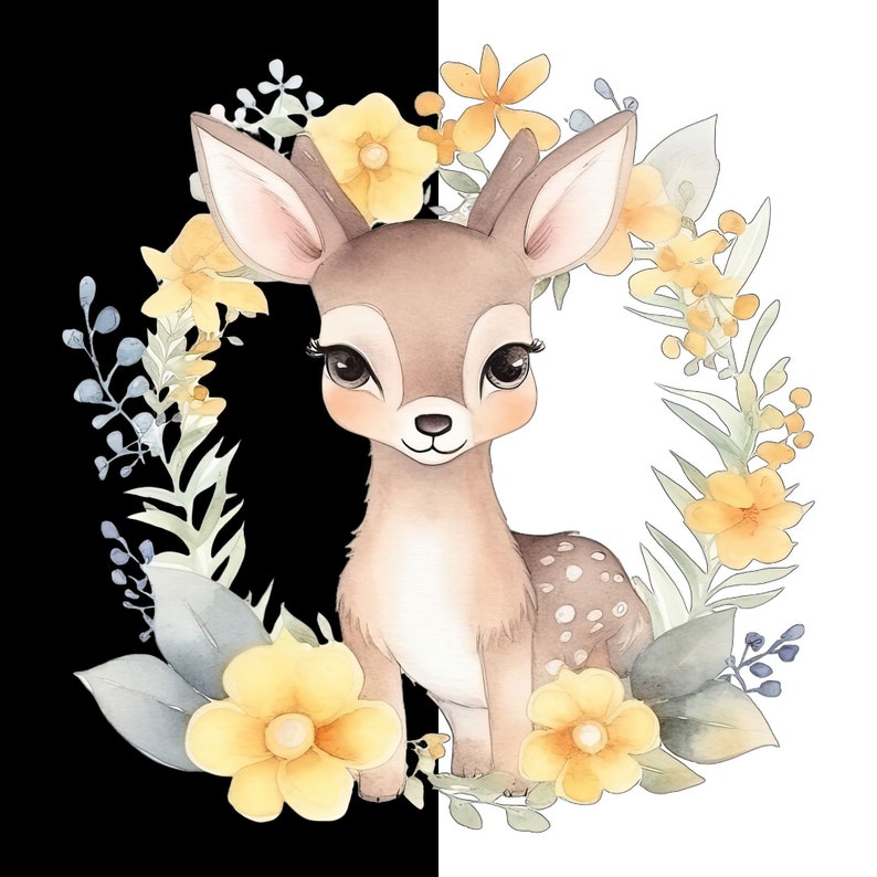 Cute Baby Deer Clipart Watercolor Deer PNG Files Woodland - Etsy