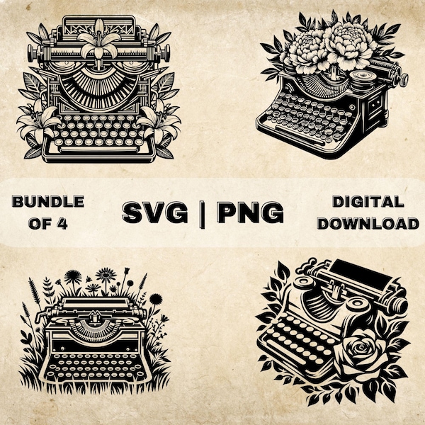 Floral Typewriter Svg - Etsy