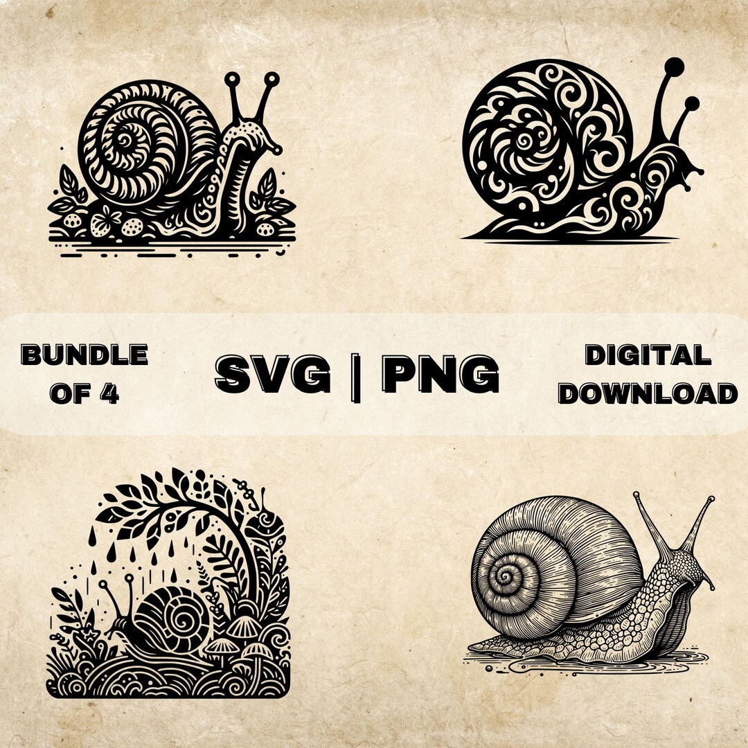 Snail SVG Bundle, Snail Clipart, Hand Drawn Snail Lover Theme Vector ...