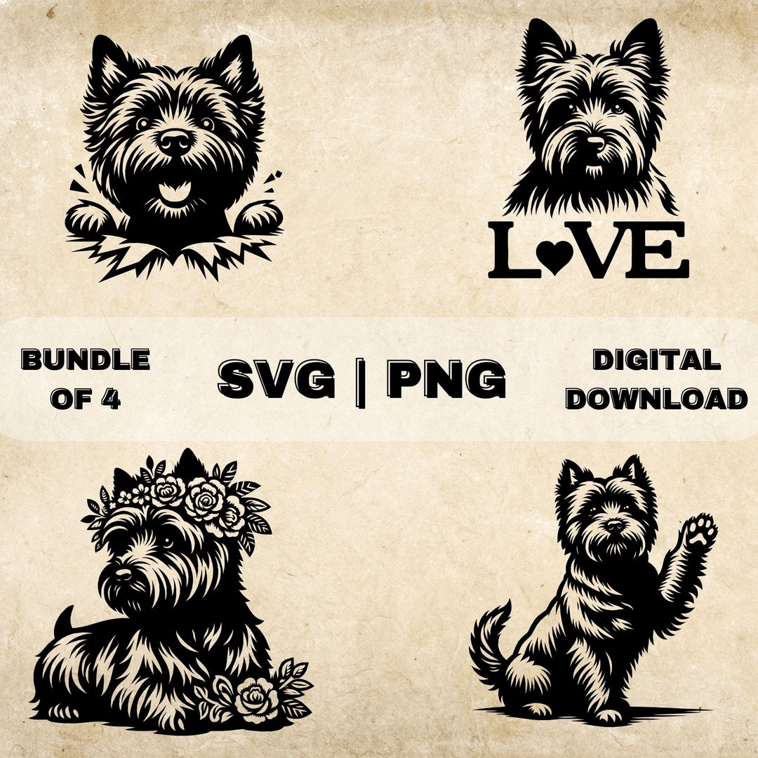 Cairn Terrier SVG Bundle, Cairn Terrier Clipart, Hand Drawn Dog Theme ...