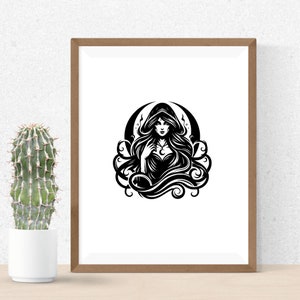 Lilith SVG Bundle, Wiccan Clipart, Hand Drawn Crescent Moon Witchy ...