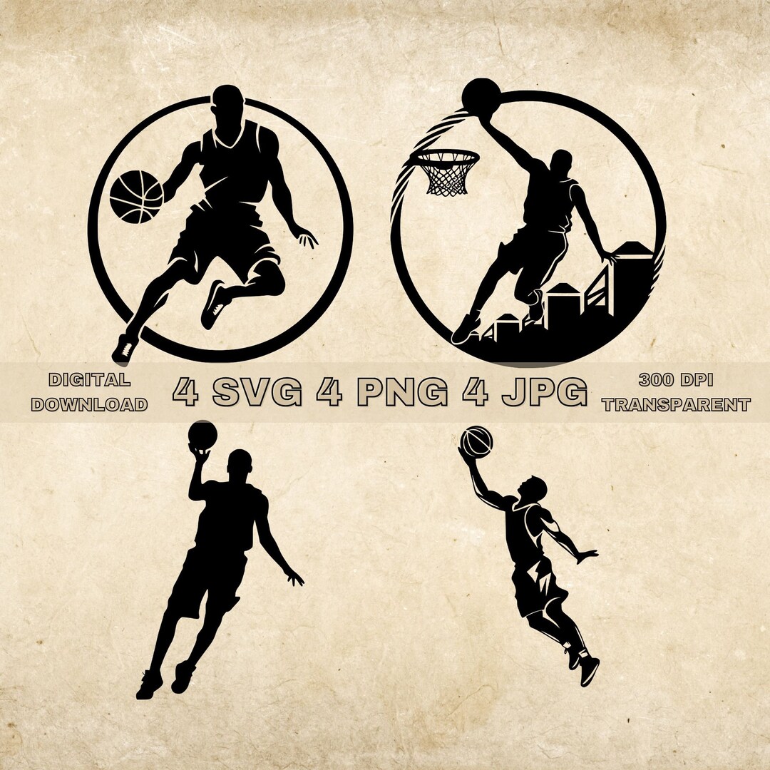 Basketball Player SVG Bundle, PNG, Basketball Clipart, Hand Drawn ...