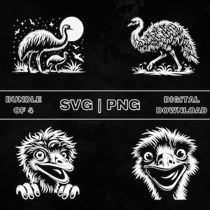 Emu SVG Bundle, Emu Head Clipart, Hand Drawn Flightless Bird Theme ...