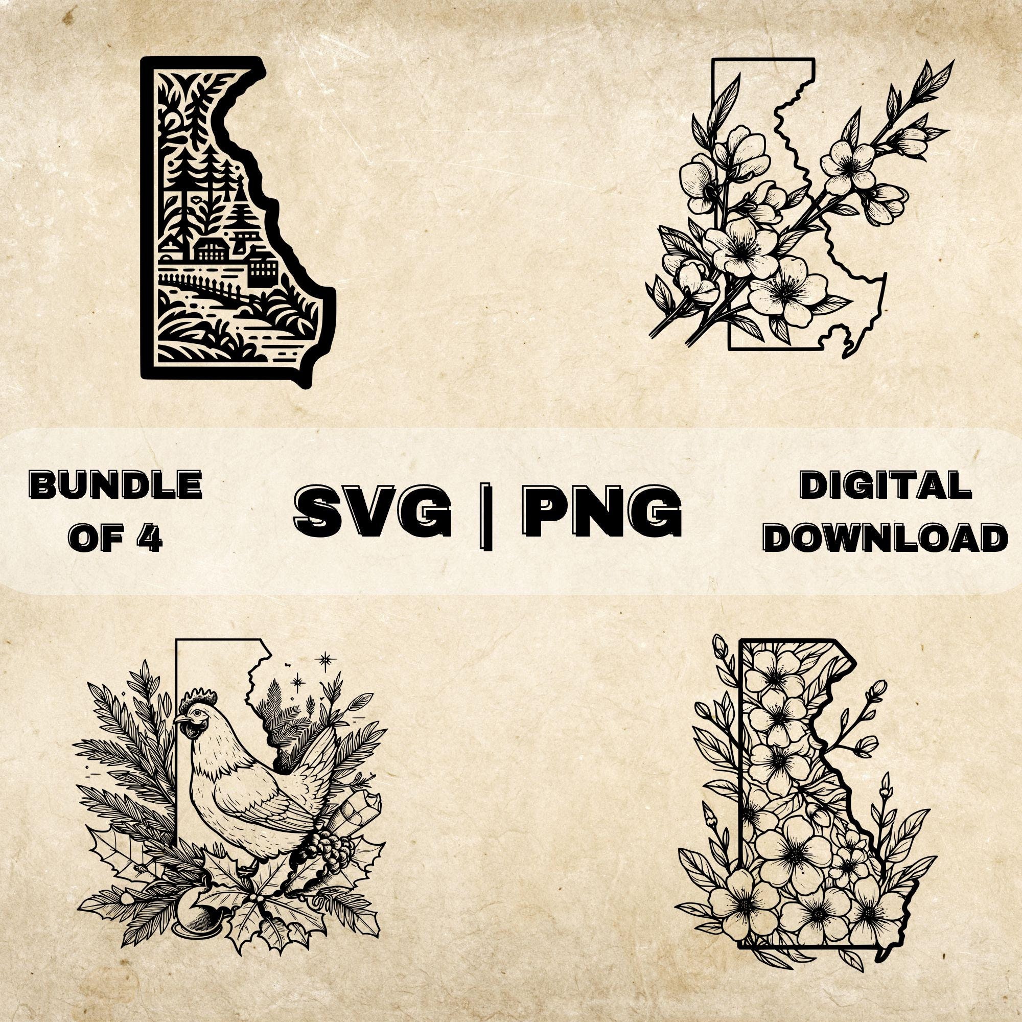 Delaware SVG Bundle, Delaware State Clipart, Peach, American Holly ...