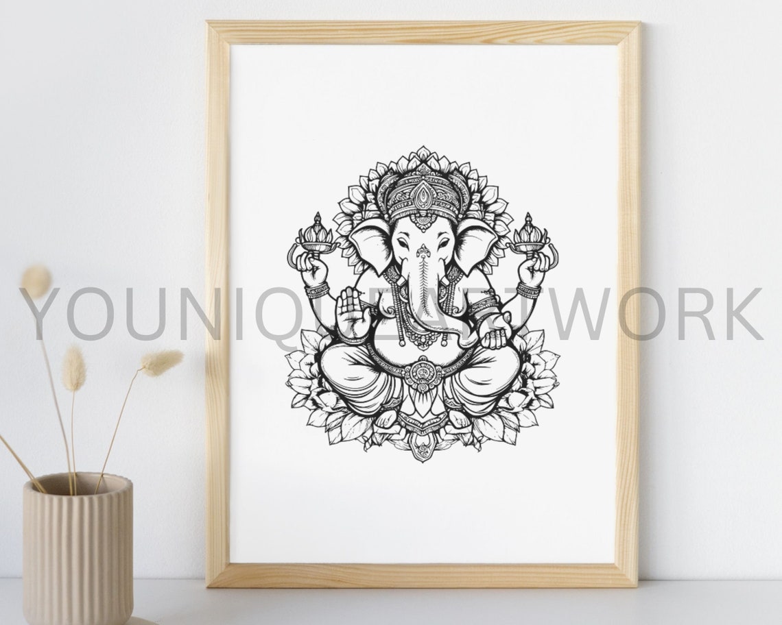 Ganesha SVG Bundle, PNG, Ganesha Clipart, Hand Drawn Ganpati Vector ...
