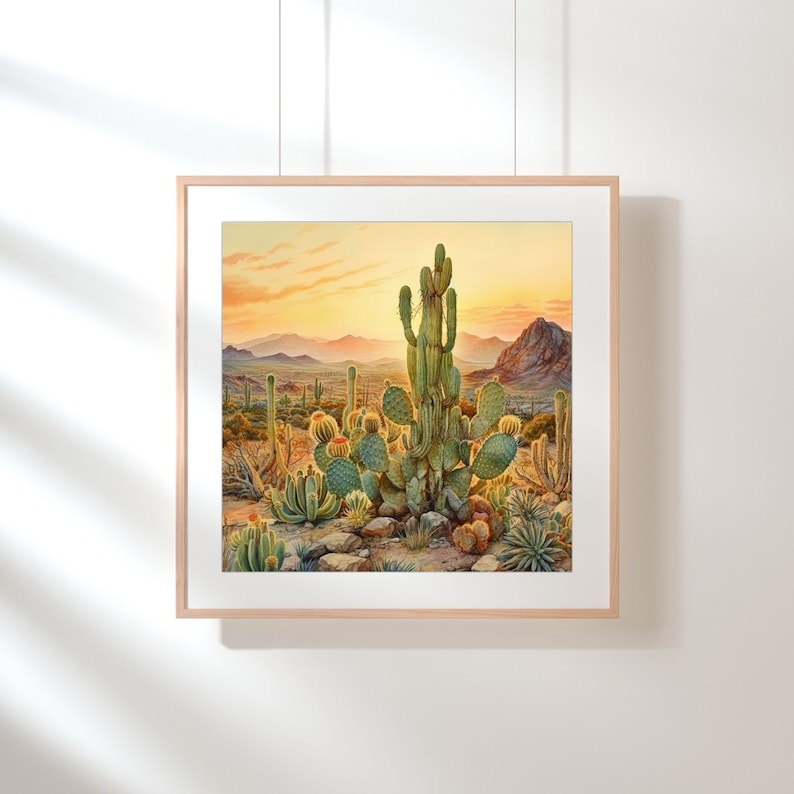 Cactus Art Print, Desert Printable Art, Cactus Painting Nursery Decor ...