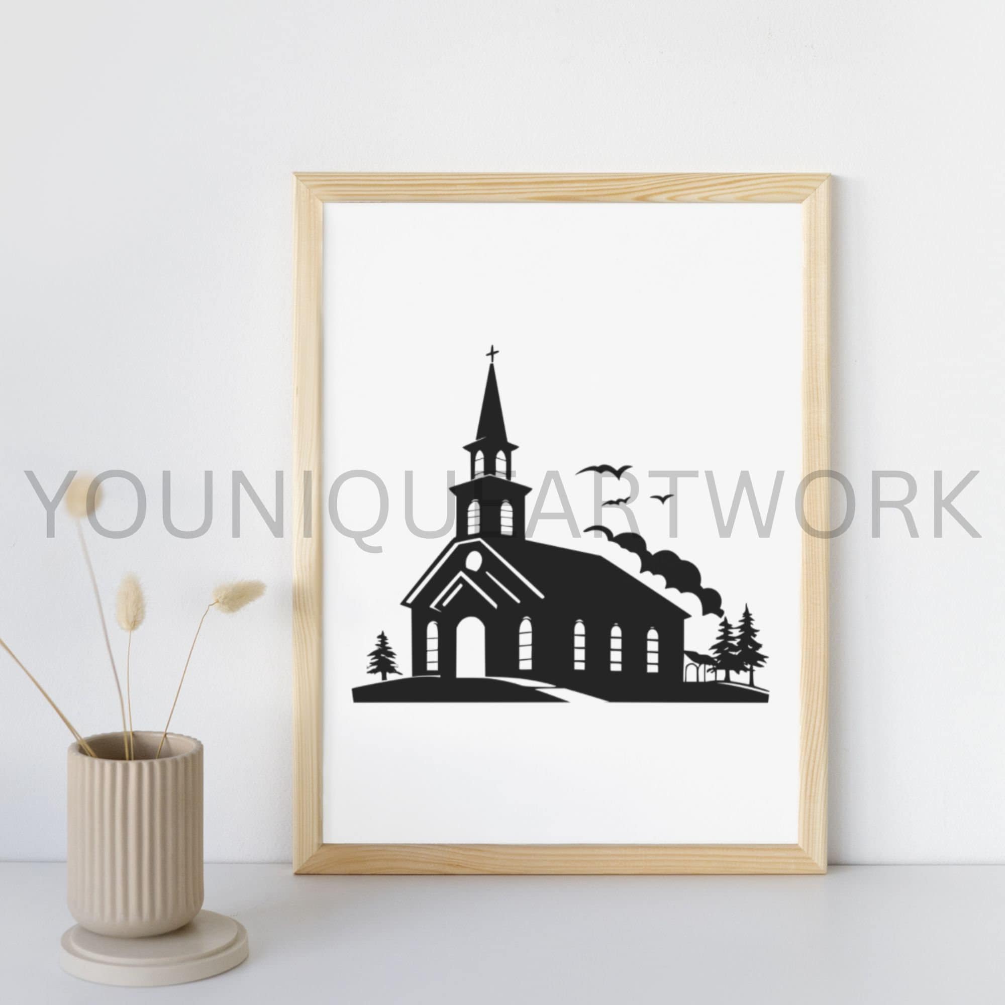 Church SVG Bundle, PNG, Church Clipart, Hand Drawn Church Vector ...