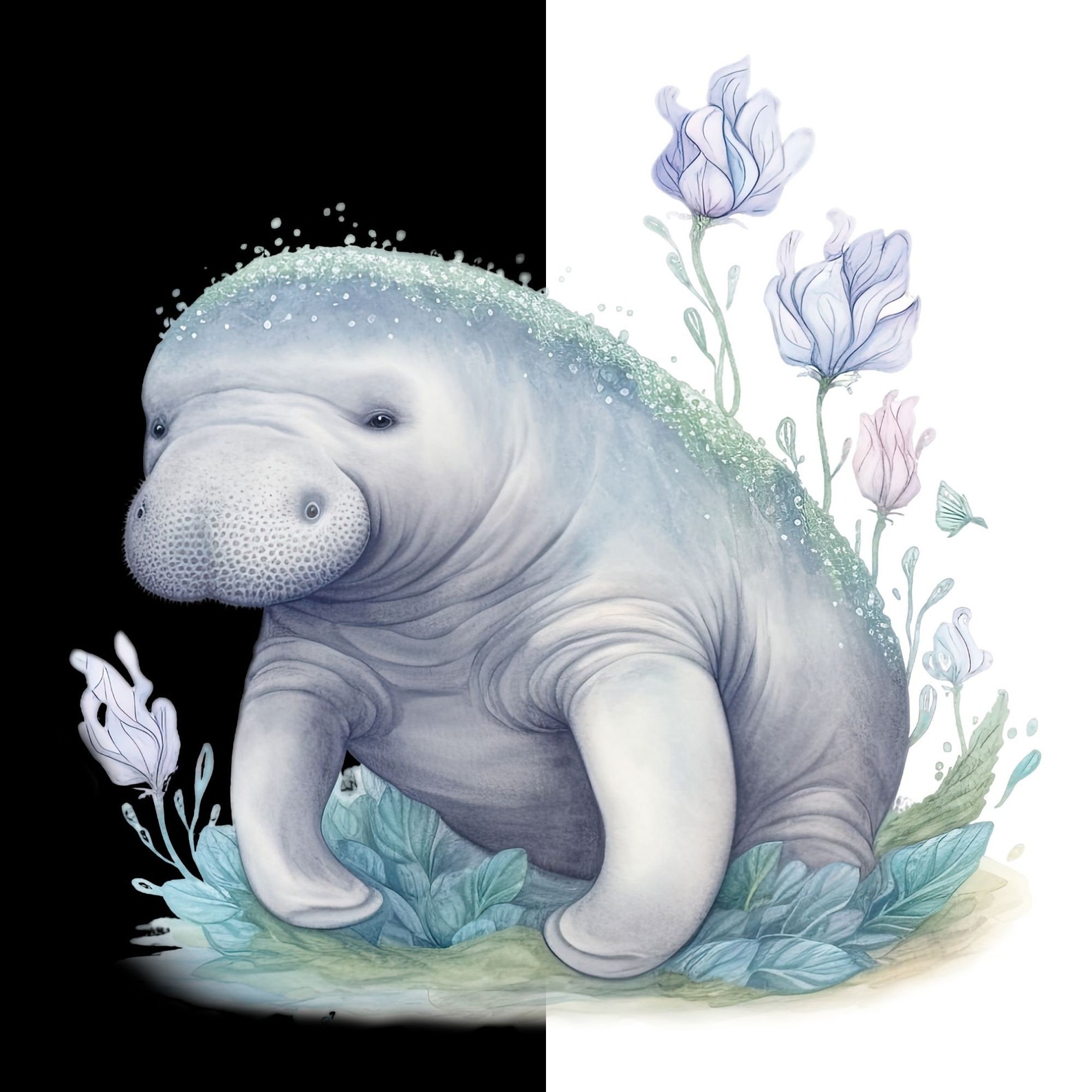 Manatee Clipart, Manatee PNG Files for Sublimation, Sea Animal Clip Art ...