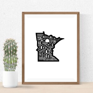 Minnesota SVG Bundle, MN State Clipart, Hand Drawn Lakes Pine Trees ...