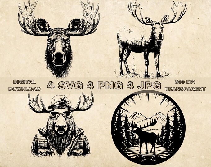 Moose Family SVG Bundle Moose SVG Laser File Moose Clipart Moose Clip ...