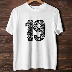 Number 19 SVG Bundle, 19th Birthday Clipart, Hand Drawn Nineteen Themed ...
