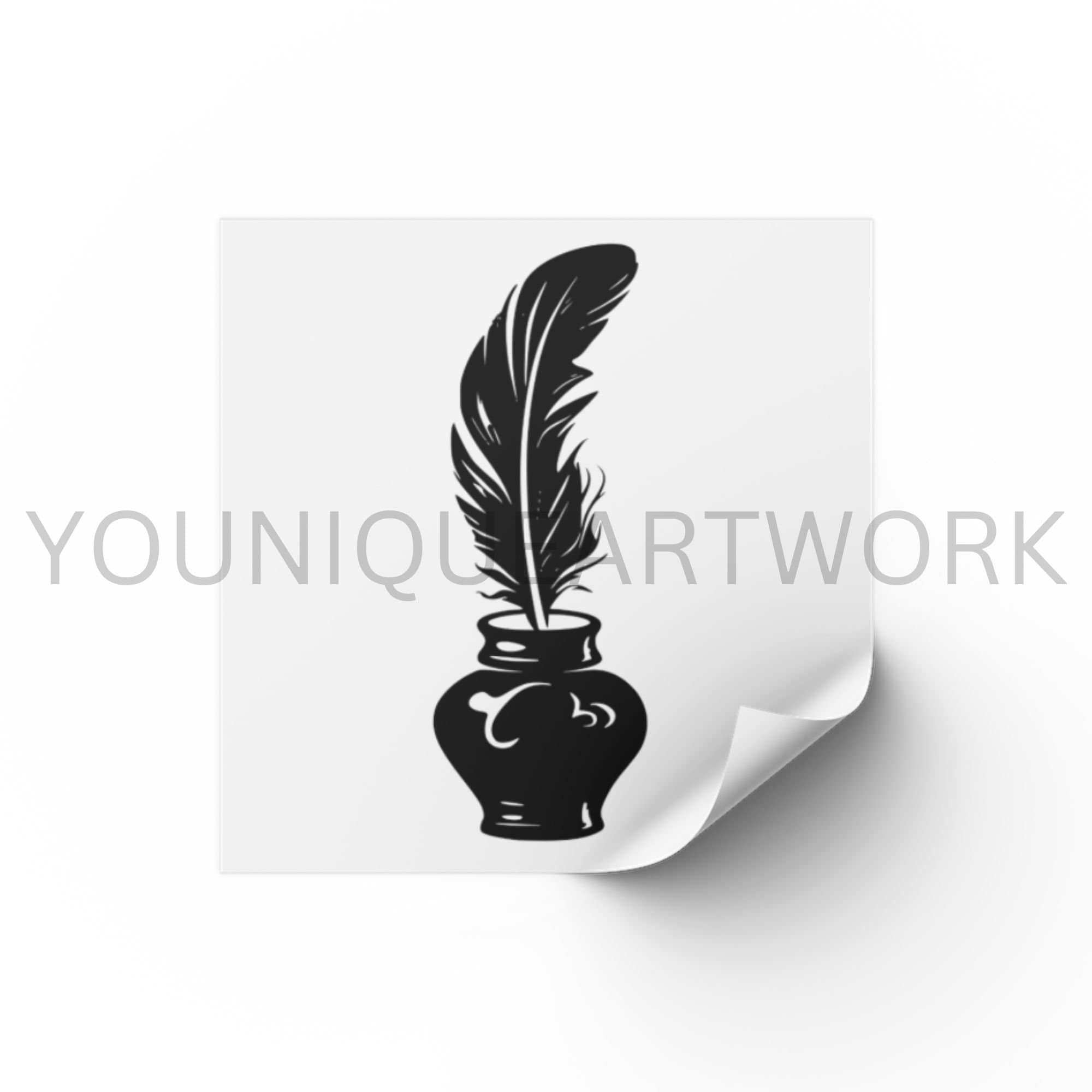 Quill Pen SVG Bundle, PNG, Inkwell Clipart, Hand Drawn Feather Vector ...