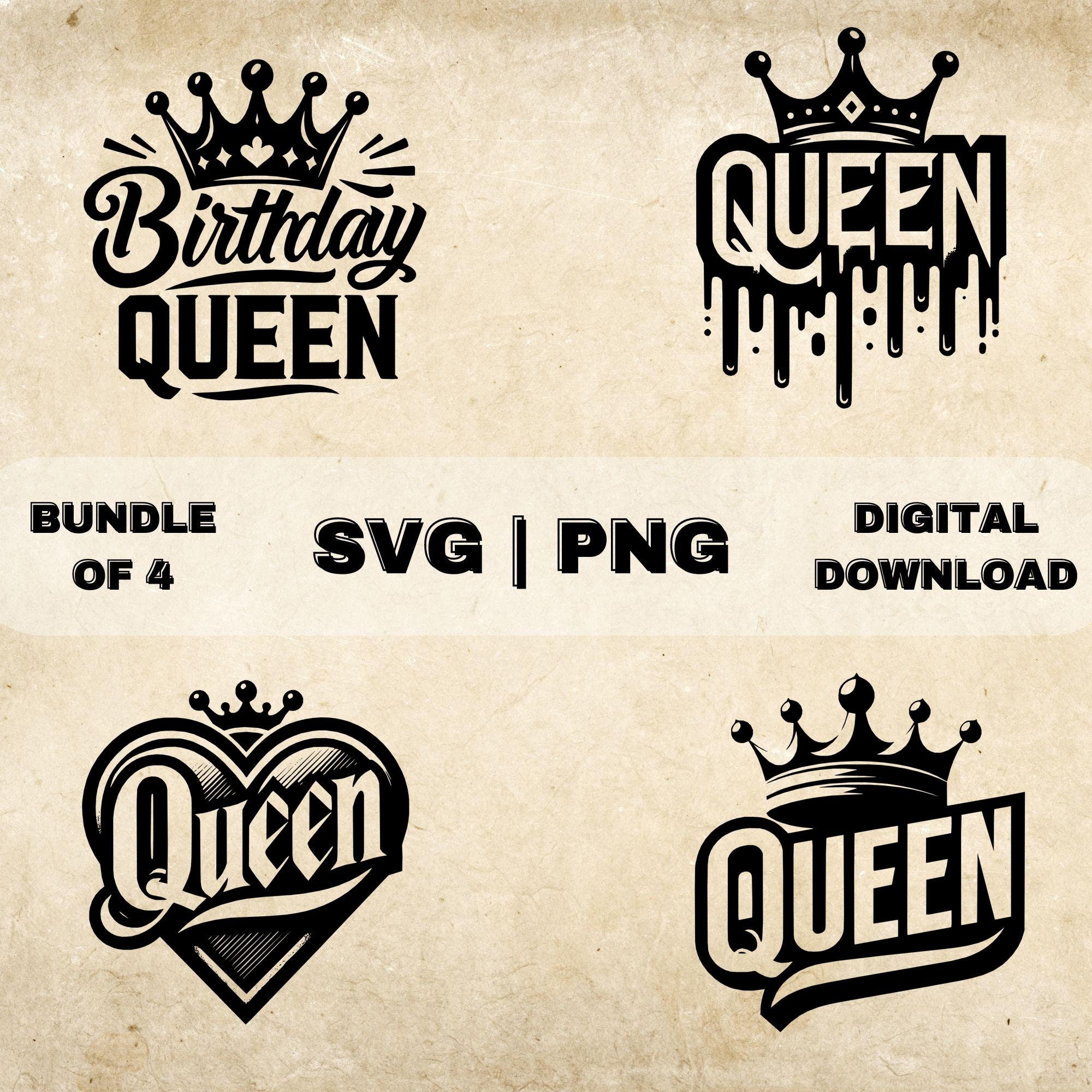 Queen With Crown SVG Bundle, Birthday Queen Clipart, Hand Drawn ...