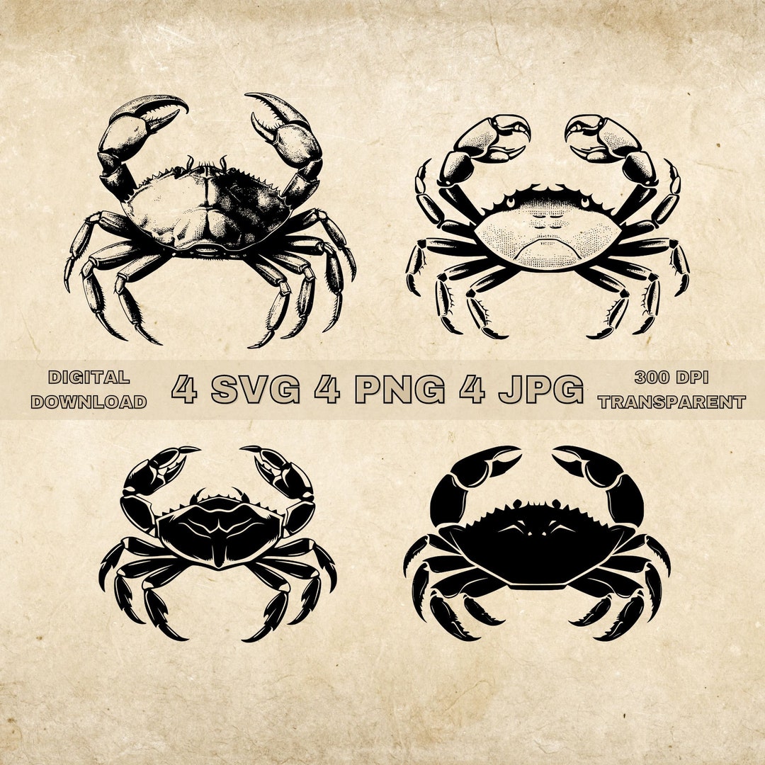 Crab SVG Bundle, PNG, Crab Clipart, Hand Drawn Crabs Vector ...