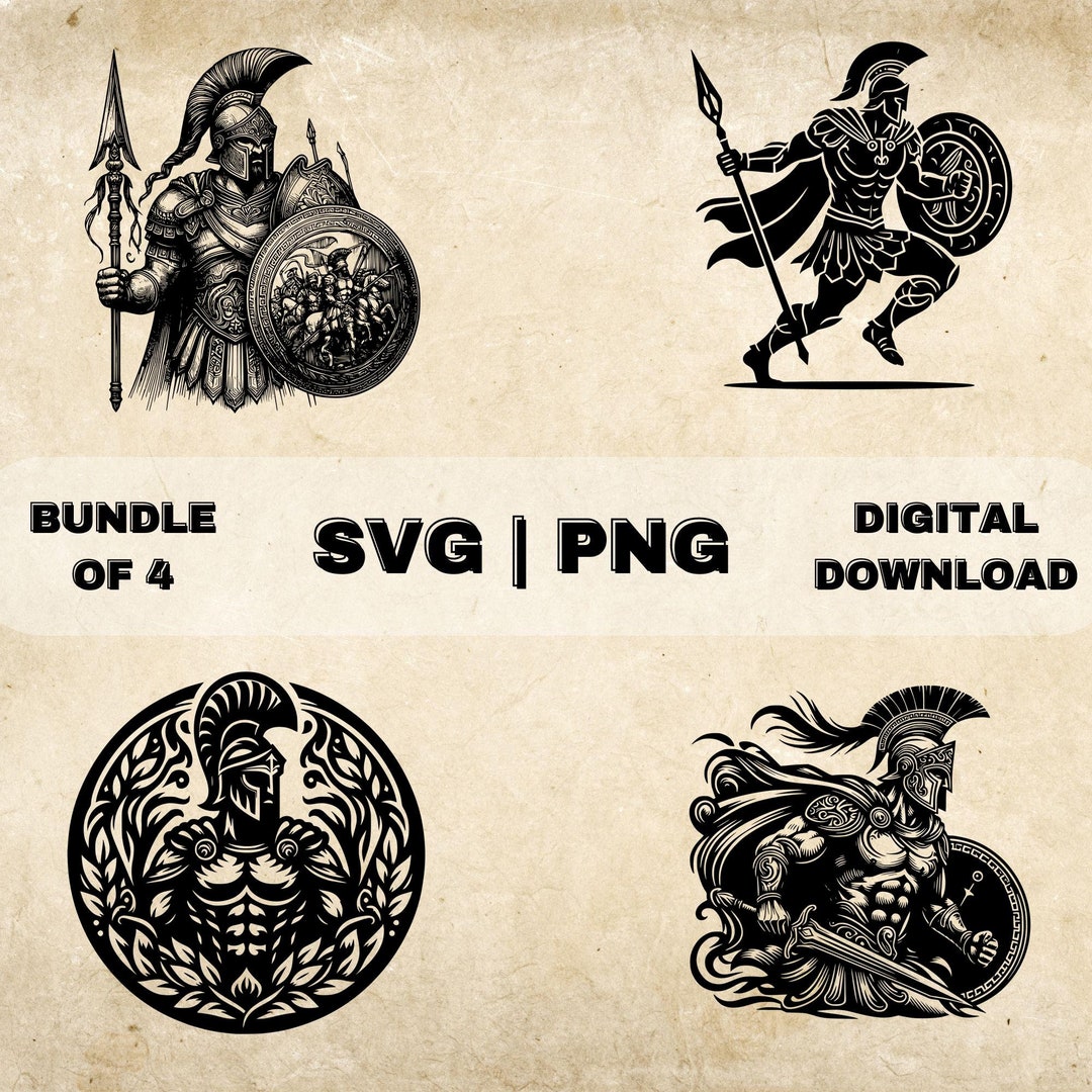 Ares SVG Bundle, Greek God Clipart, Hand Drawn Mythology Warrior Sparta ...