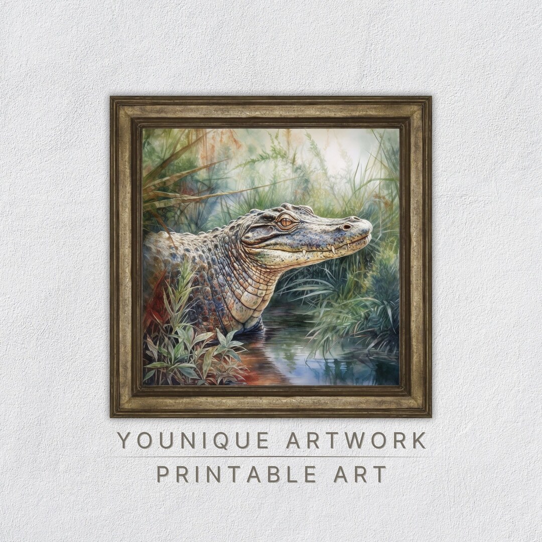 Printable Alligator Wall Art, Alligator Print Art, Crocodile Decor ...
