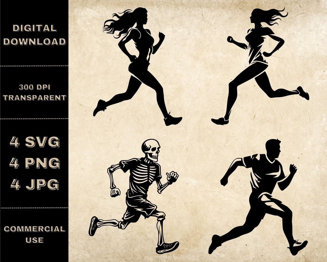 Running SVG Bundle PNG Women and Men Running Clipart Hand - Etsy