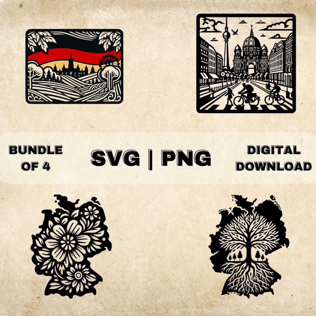 Germany SVG Bundle, German Flag Clipart, Germany Country Map, Flower ...