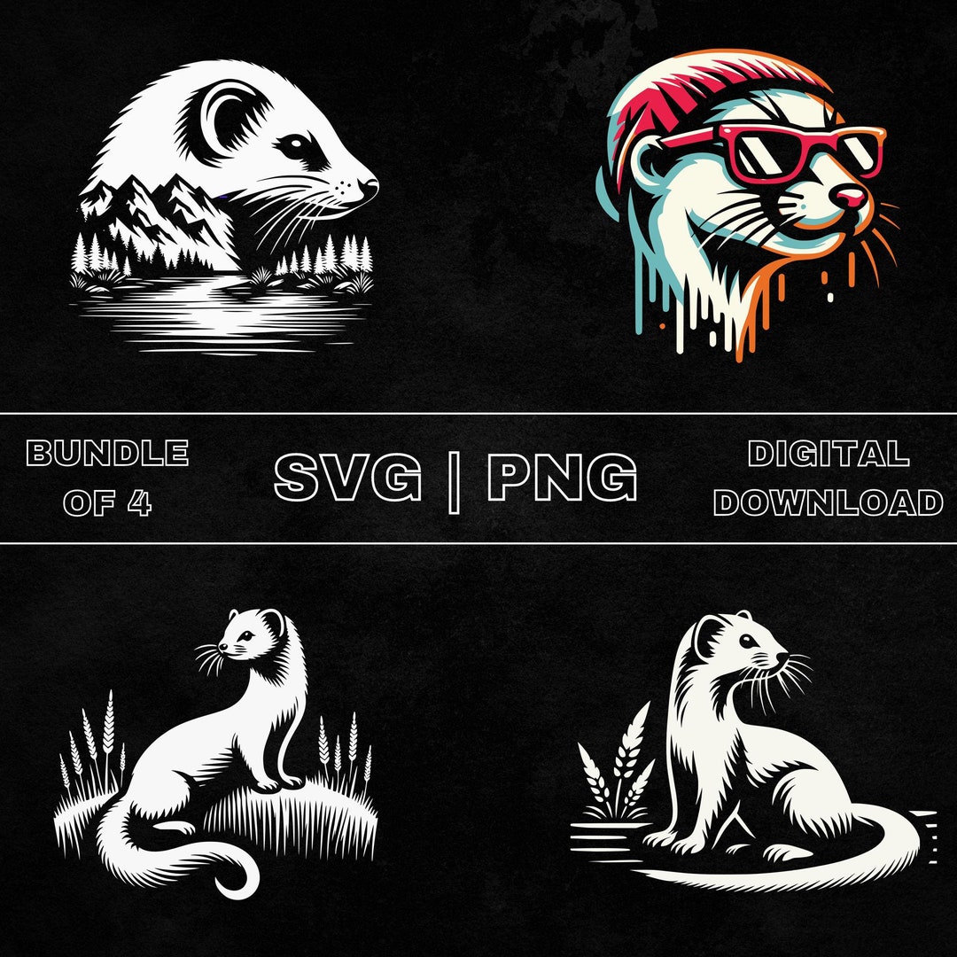 Ferret SVG Bundle, Ferret Clipart, Hand Drawn Weasel Theme Vector ...