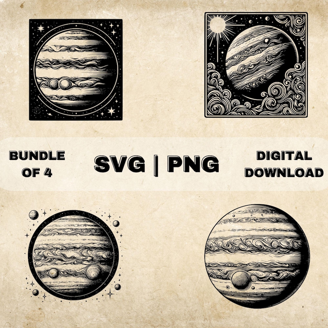 Juipter SVG Bundle, Planet Clipart, Hand Drawn Solar System Astronomy ...