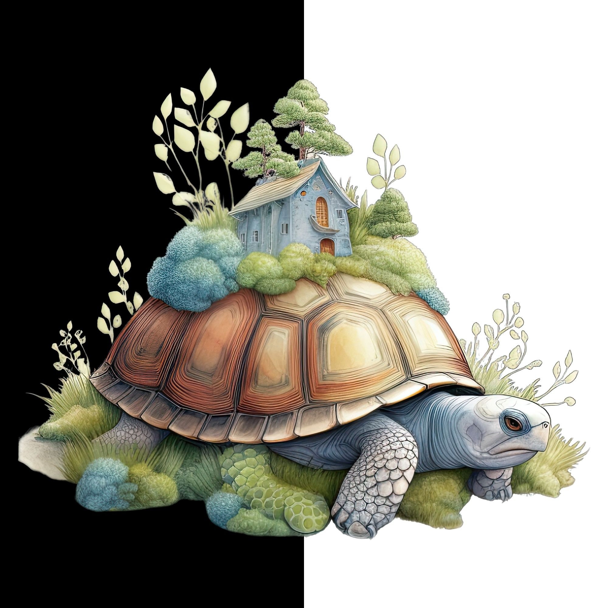 Tortoise Clipart, Tortoise PNG Files for Sublimation, Floral Tortoise ...