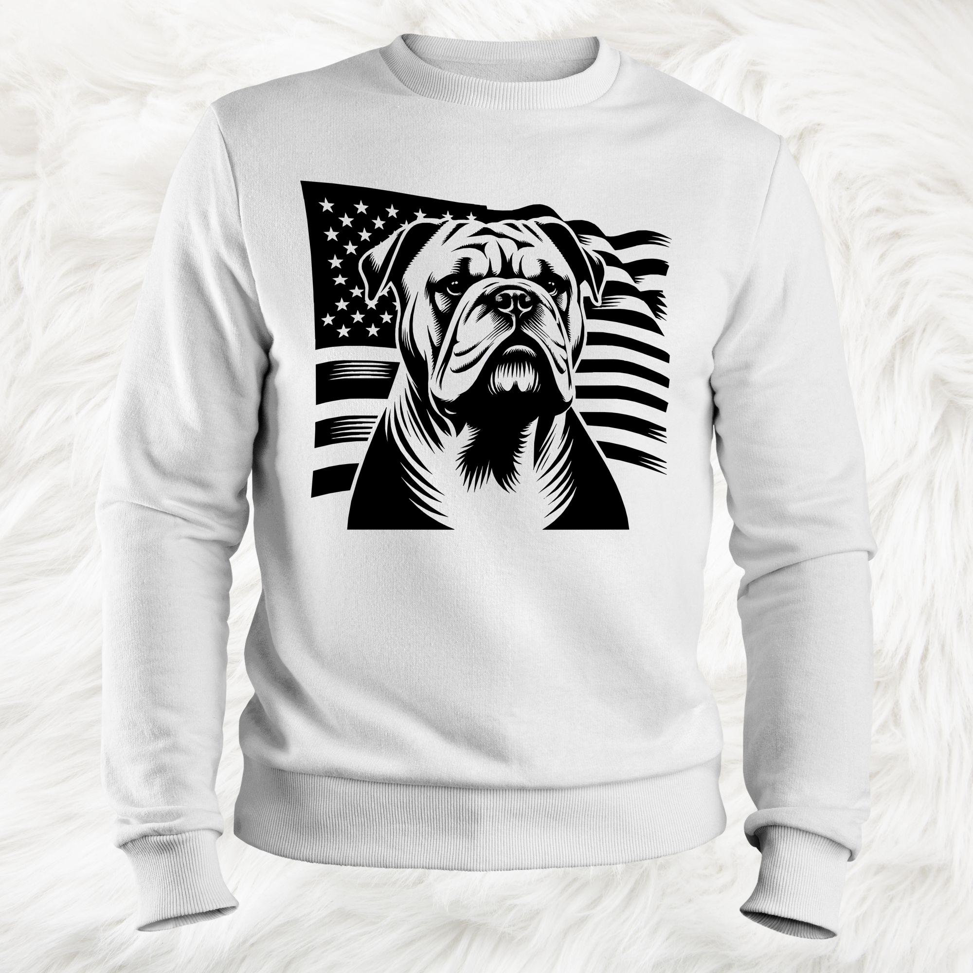 American Bulldog SVG Bundle, American Flag Dog Clipart, Hand Drawn Dog ...