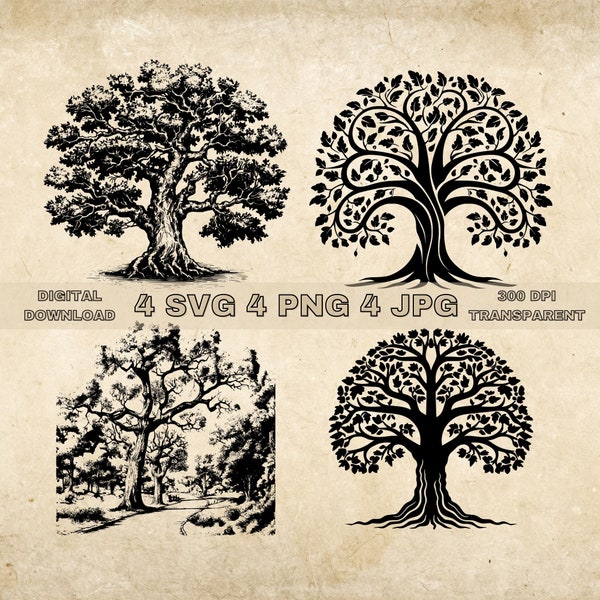 Oak Tree Svg - Etsy