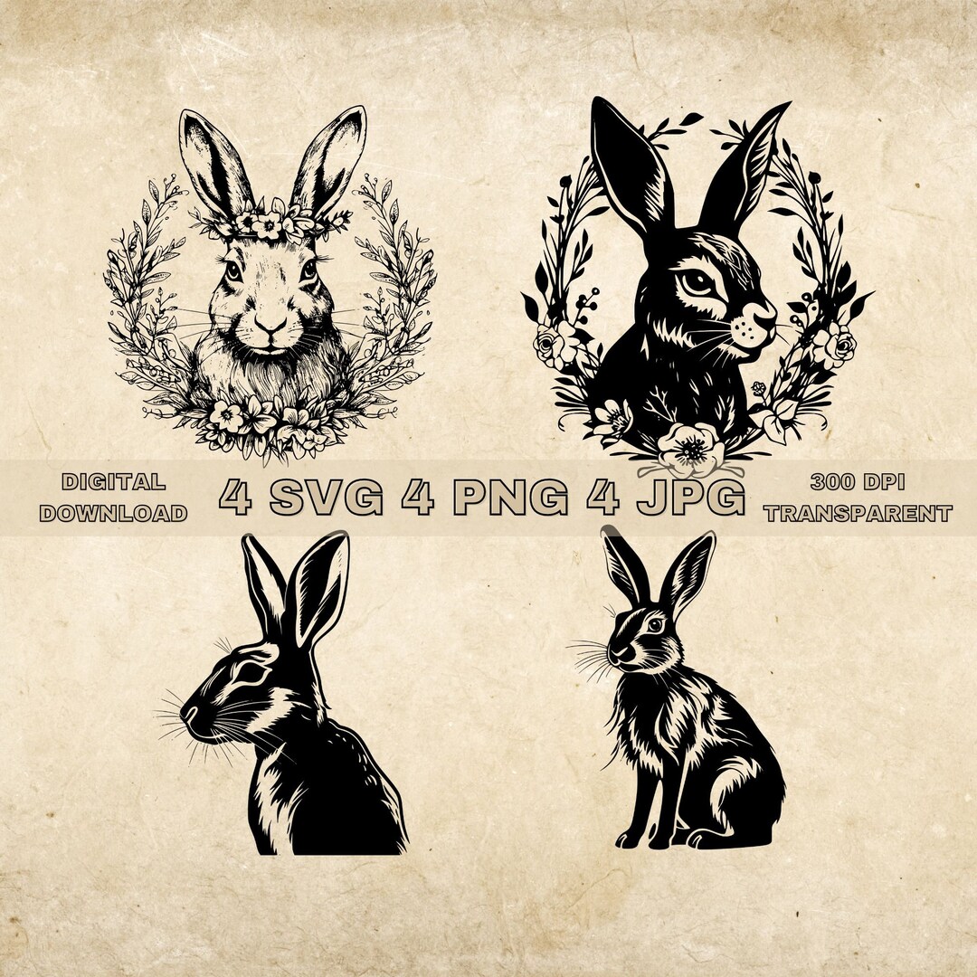 Hare SVG Bundle, PNG, Hare Clipart, Hand Drawn Hare Vector Illustration ...